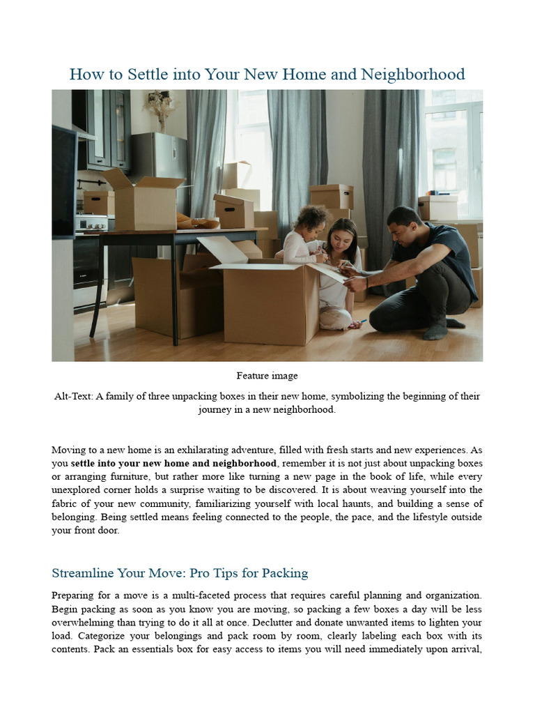 How To Settle Into Your New Home and Neighborhood | PDF | Self ...