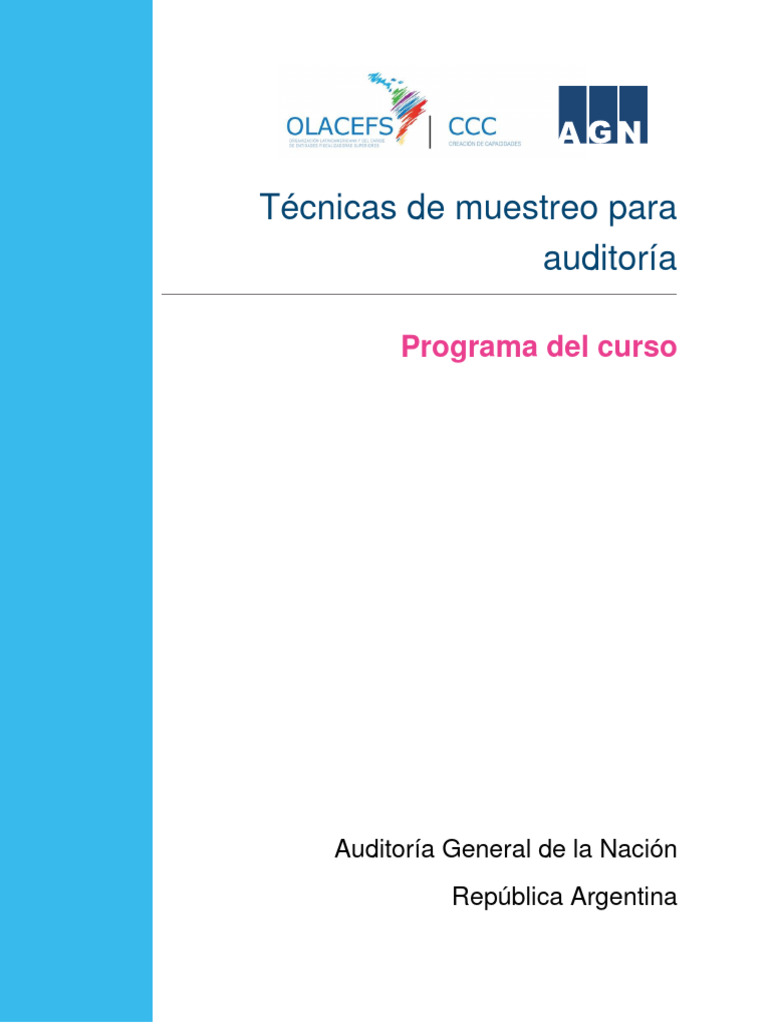 Programa Te¿cnicas de Muestreo para Auditori¿as | PDF | Muestreo ... Programa Te¿cnicas de Muestreo para Auditori¿as | PDF | Muestreo ...