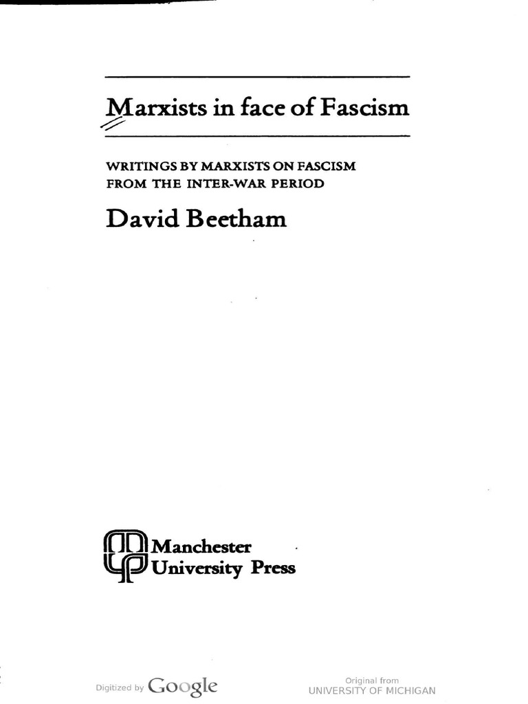 David Beetham - Marxists in Face of Fascism - Writings by Marxists On ...
