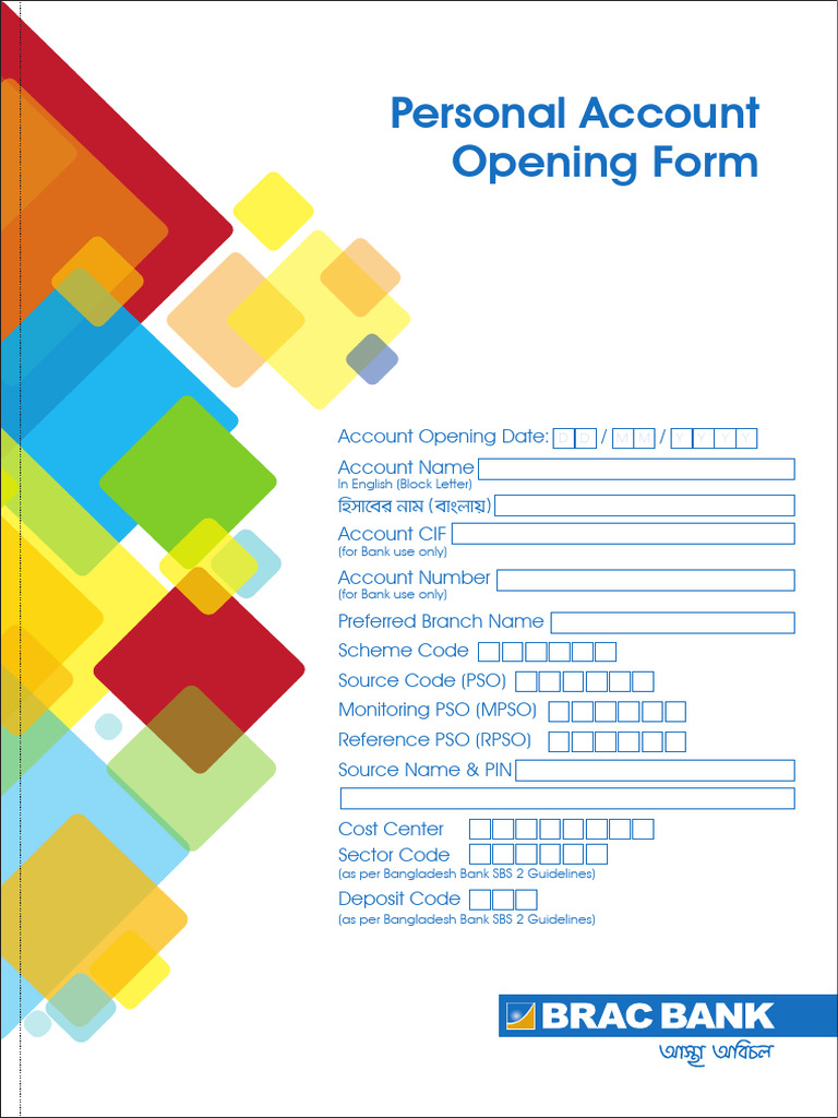 Personal Account Opening Form Guide | PDF | Banks | Cheque