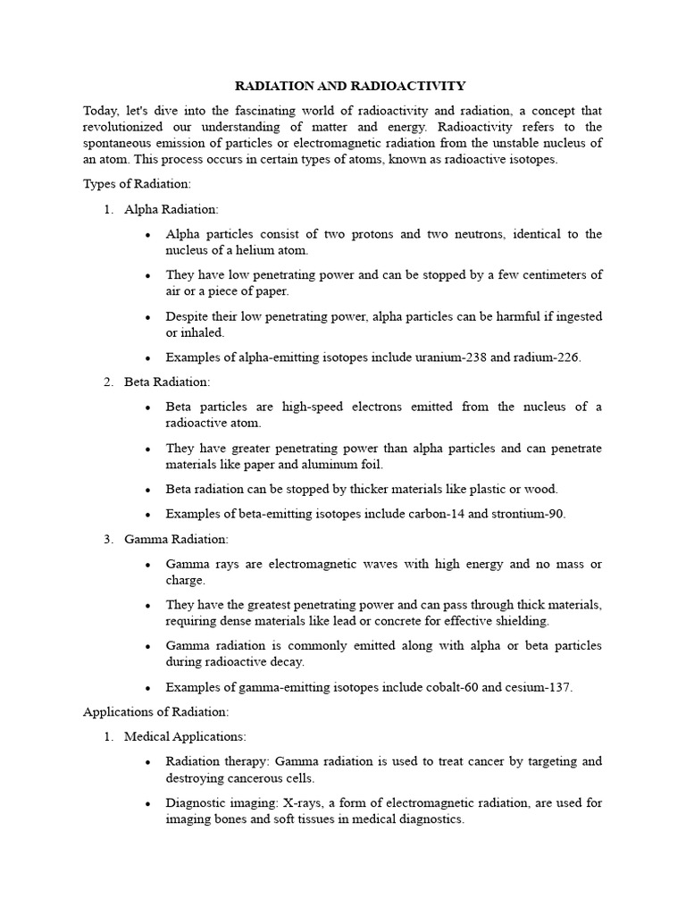 RADIATION AND RADIOACTIVITY | PDF | Radioactive Decay | Gamma Ray
