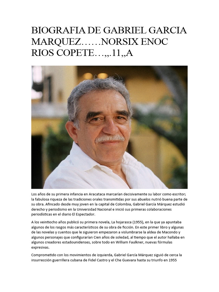 Biografia de Gabriel Garcia Marquez | PDF | Gabriel García Márquez