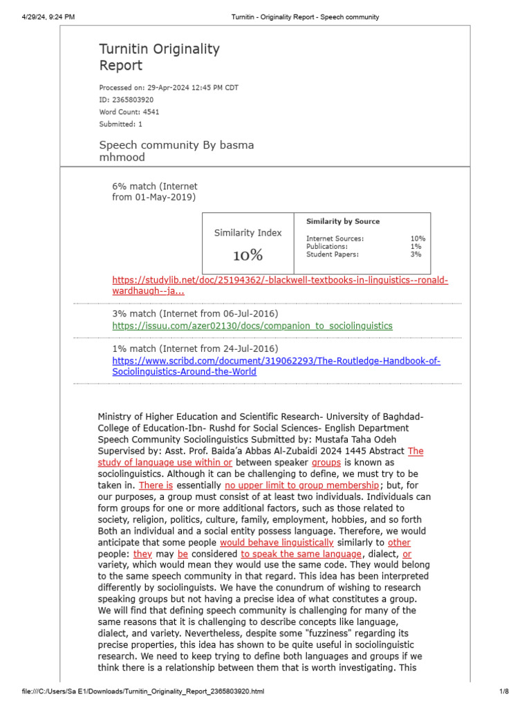 Turnitin - Originality Report - Speech Community | Download Free PDF ...
