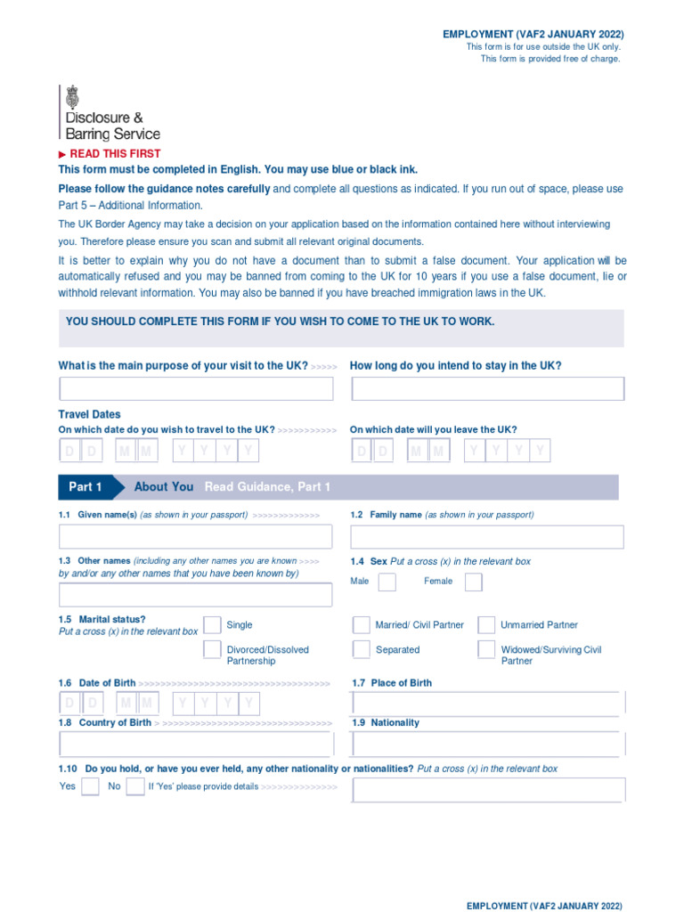 UK Employment Visa Application Form | PDF | Travel Visa | Justice