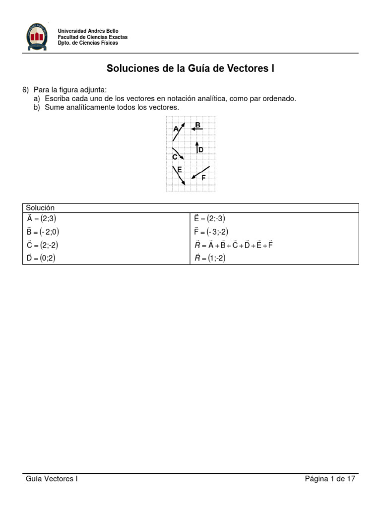 Guia Vectores I Problemas Soluciones v02 | PDF | Vector Euclidiano | Física Aplicada e ...