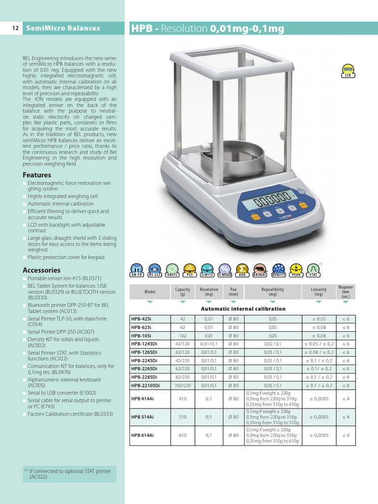 BEL HPB Series Semimicro Analytical | Download Free PDF | Manufactured Goods | Electrical ...