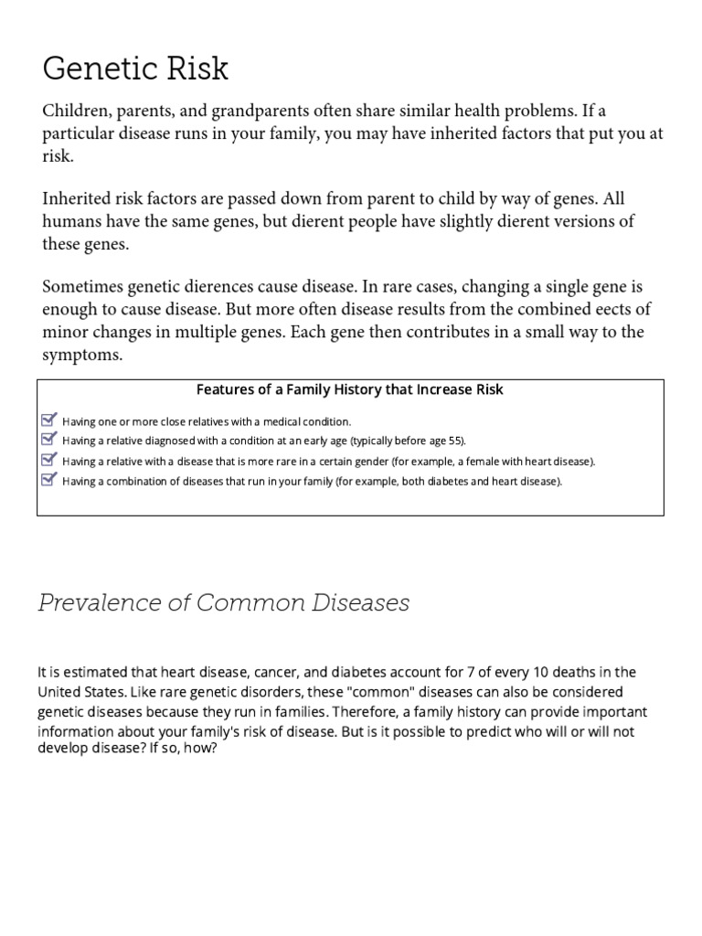 Genetic Risk | Download Free PDF | Genetic Disorder | Gene
