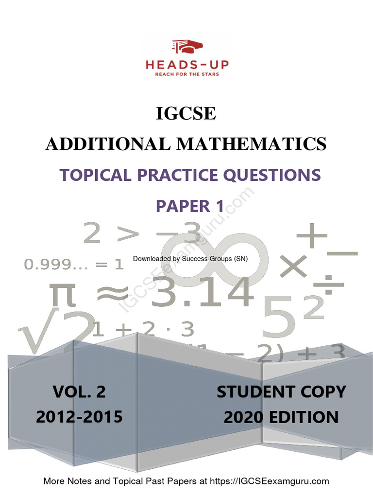IGCSE Topical Past Papers Addmath P1 | PDF | Kinematics | Mathematical Concepts
