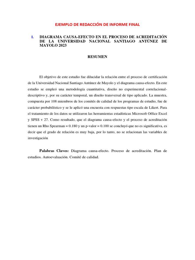 Ejemplo de Redacción de Informe Final | Descargar gratis PDF | Valor P ...