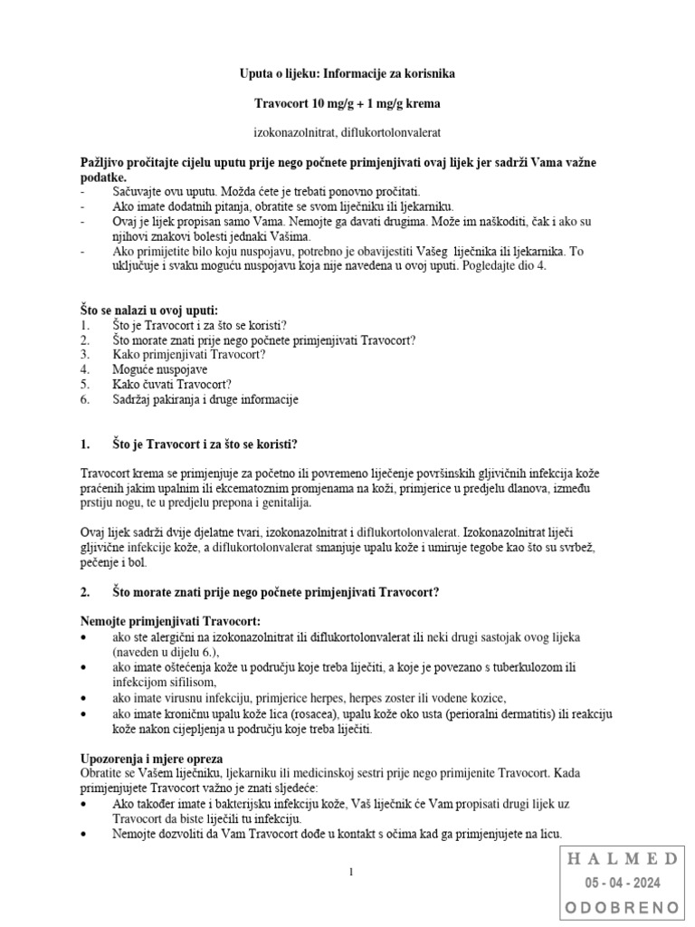 Travocort 10 MG G 1 MG G Krema PIL | PDF