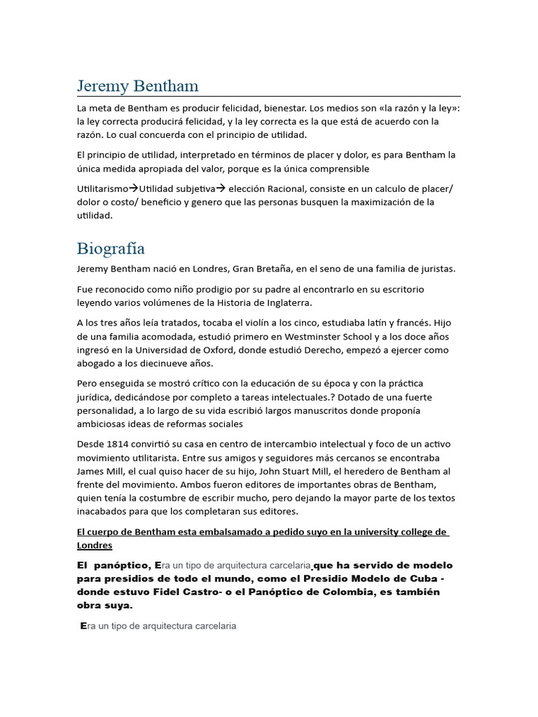 Jeremy Bentham Original | PDF | Utilitarismo