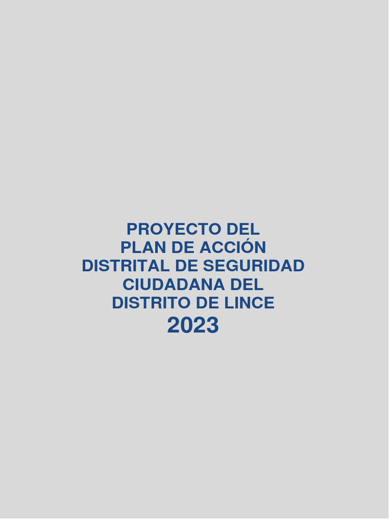 Proyecto de Plan de Acción Distrital de Seguridad Ciudadana 2023 | PDF | Violencia | Valores