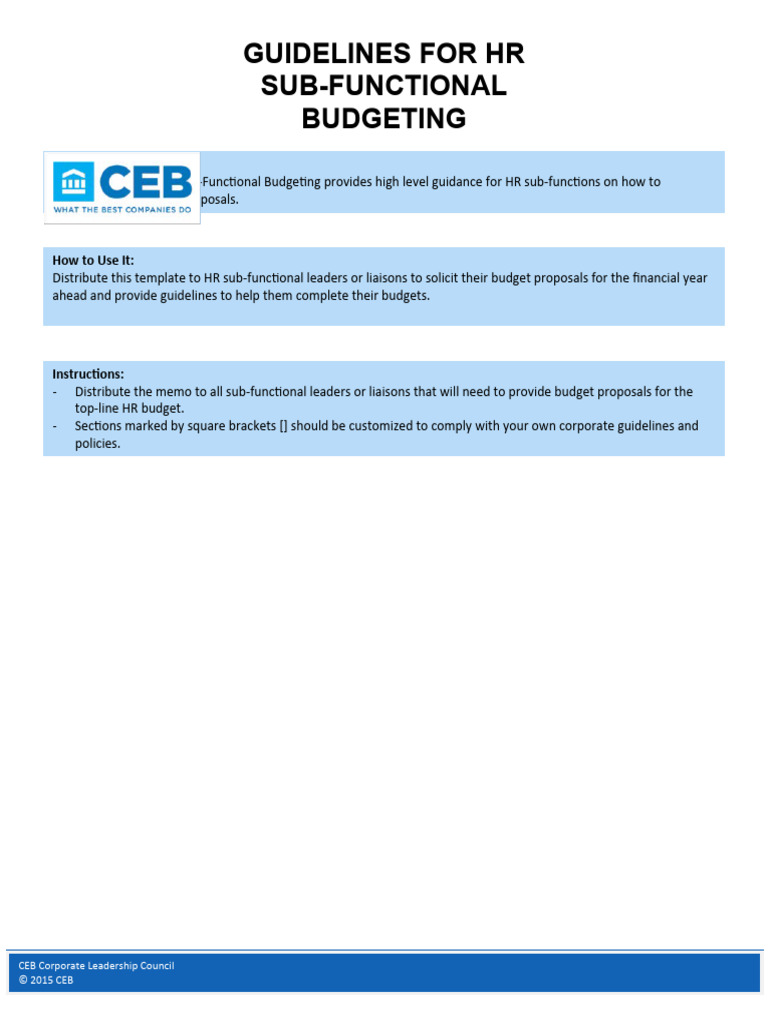2.4 Guidelines for HR Sub-Functional Budgeting | PDF | Budget | Economies