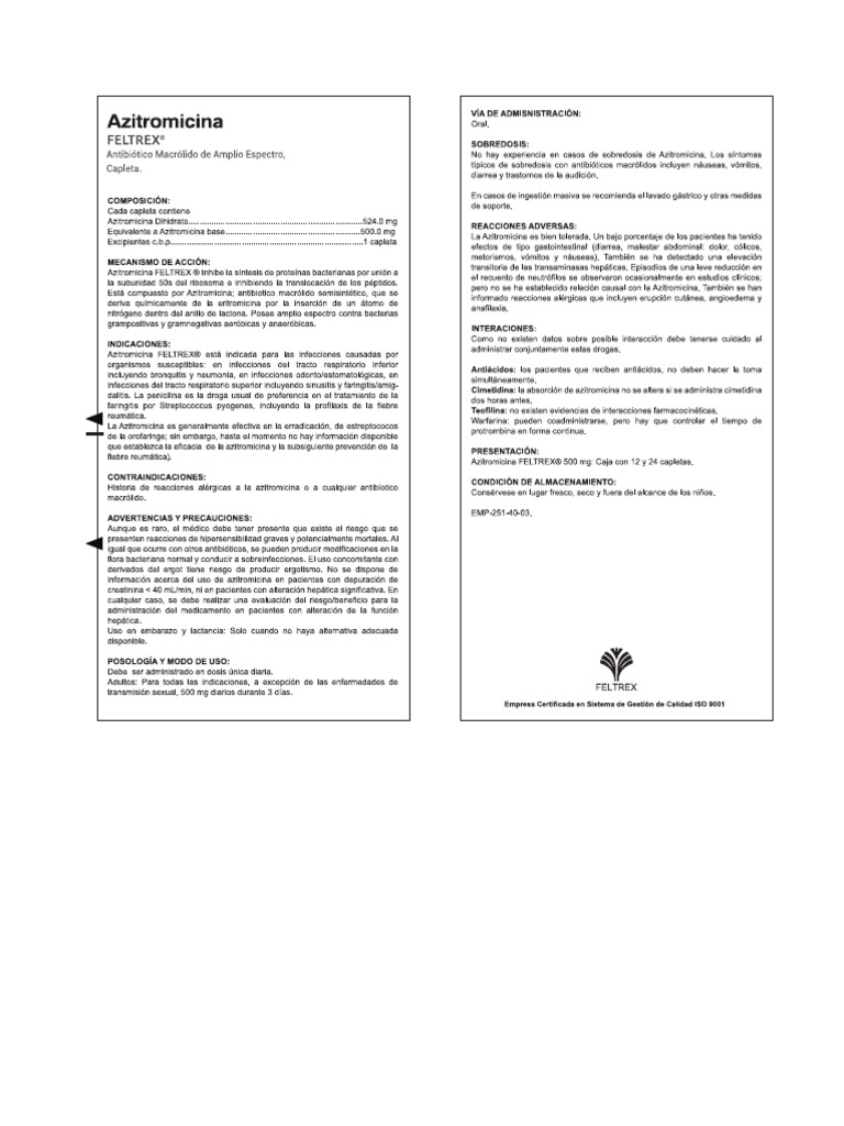 PROSPECTO-AZITROMICINA-1 | PDF