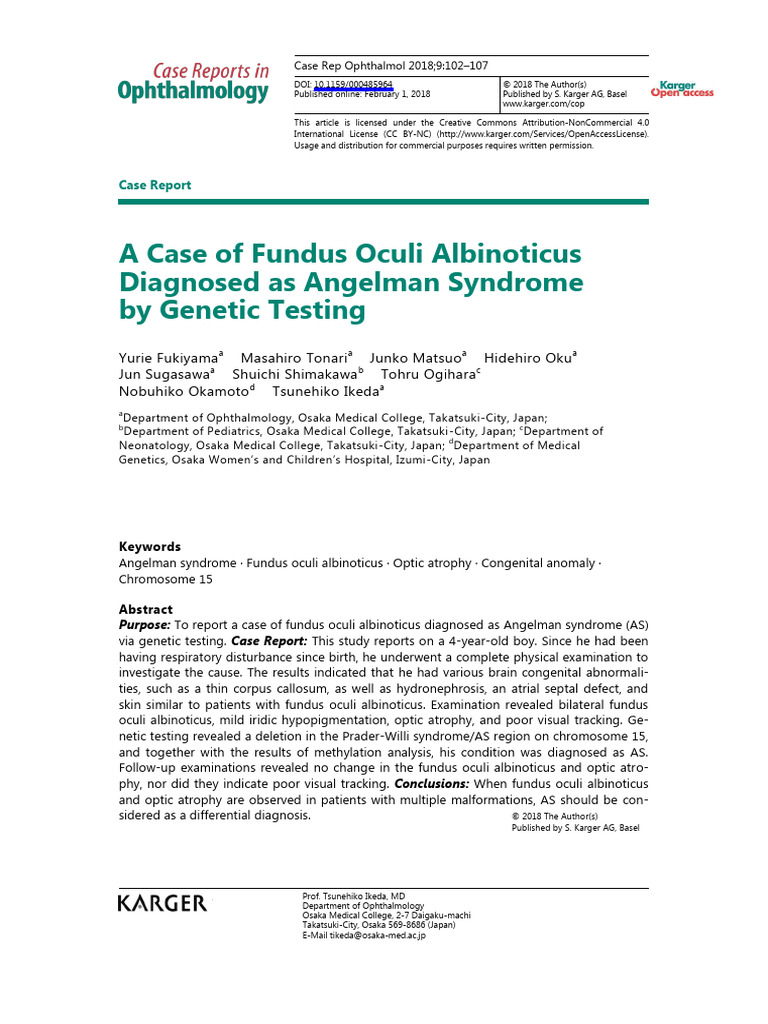 A Case of Fundus Oculi Albinoticus Diagnosed As Angelman Syndrome by ...