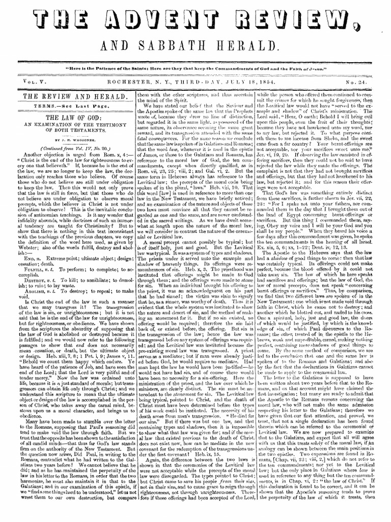 Aind Sabbath Herald.: The Review and Herald | PDF | Covenant Theology ...