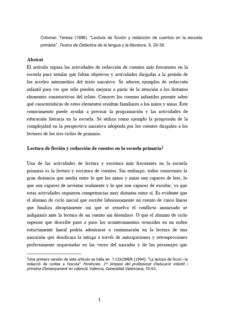 Lectura de Ficcion y Redaccion de Cuento | PDF | Narración | Cuentos