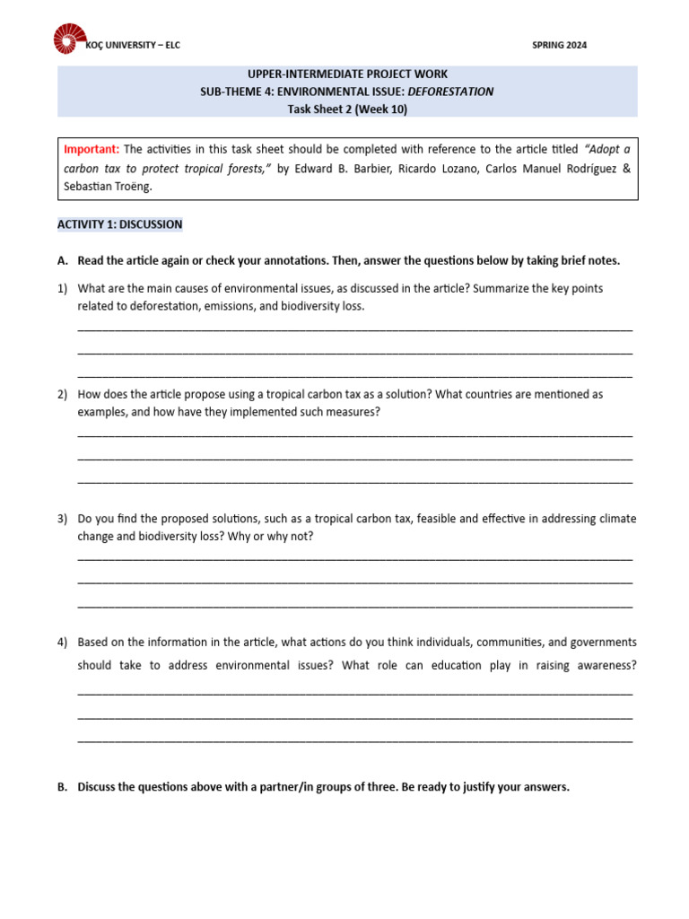 PW - Sub-Theme4 - Deforestation - Task Sheet 2 | PDF | Deforestation | Agriculture