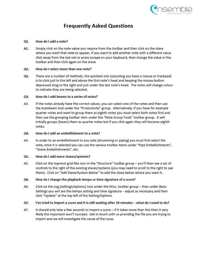 Ensemble FAQs Issue 1 | PDF | Computing | Software