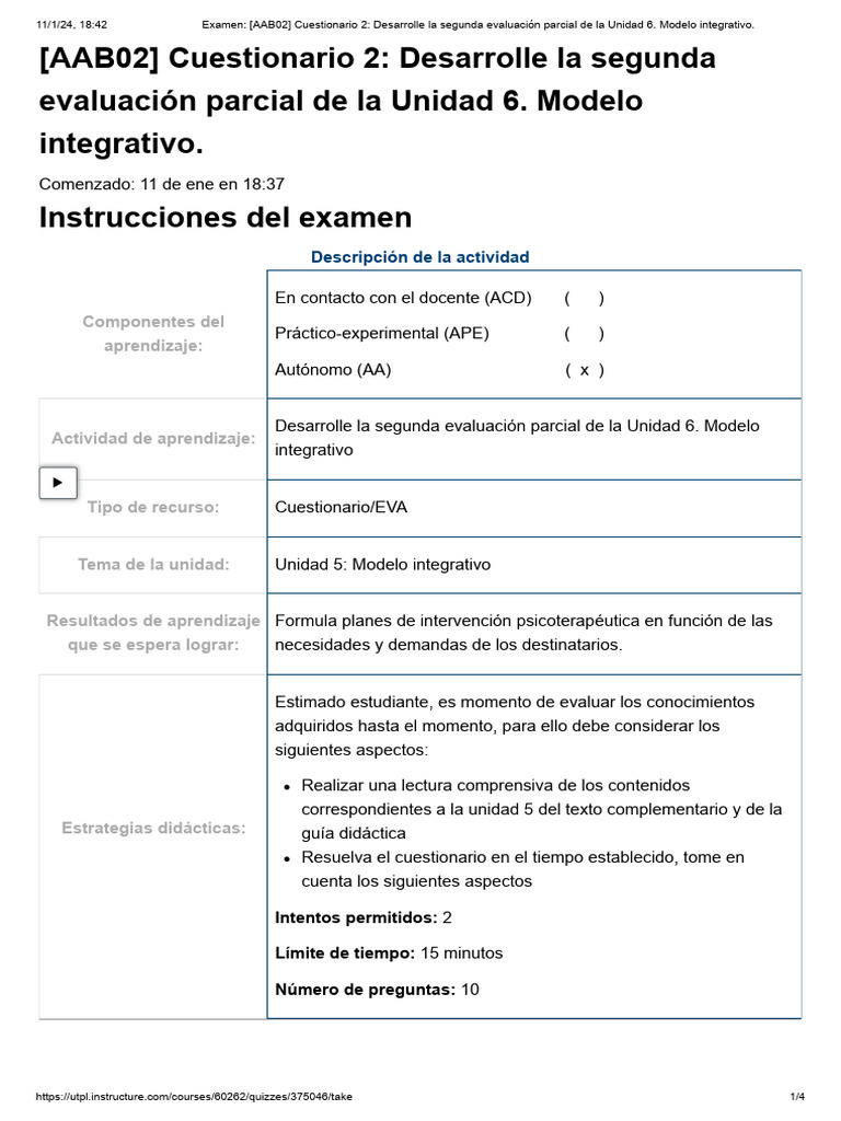 Examen - (AAB02) Cuestionario 2 - Desarrolle La Segunda Evaluación Parcial de La Unidad 6 ...