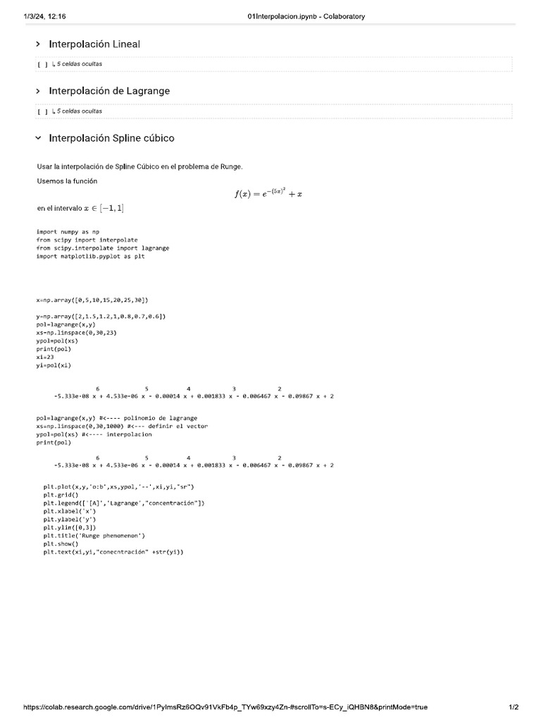 METODOS NUMERICOS Interpolacion de Lagrange | PDF