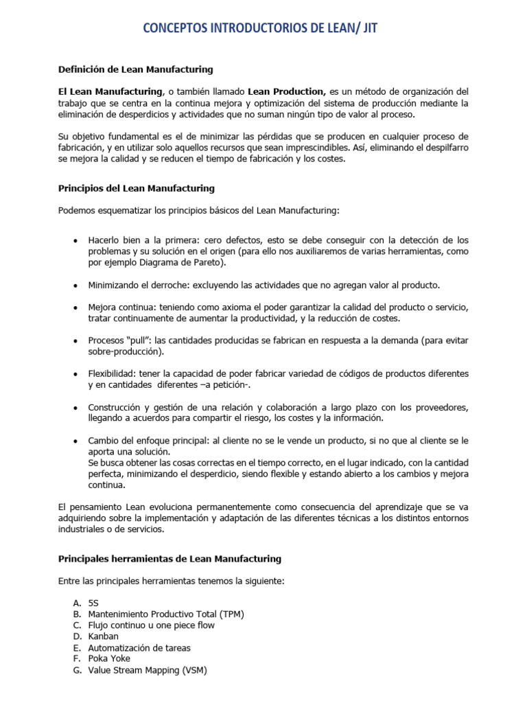 Introducción a Conceptos Lean | PDF | Lean Manufacturing | Producción y fabricación