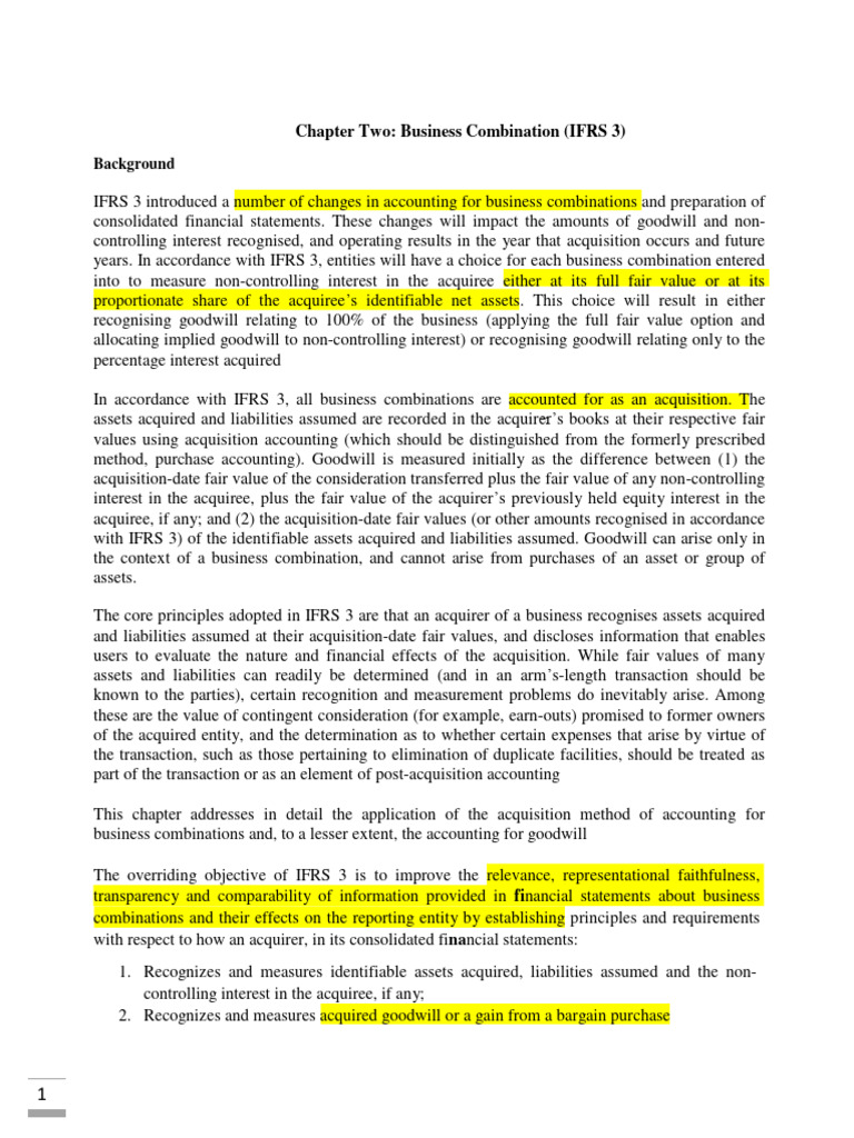 IFRS 3 Business Combinations Overview | PDF | Mergers And Acquisitions ...