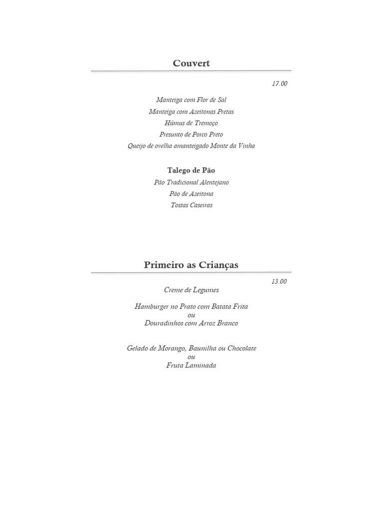 Cardápio do Restaurante Talego | PDF | Alimentos | Culinária