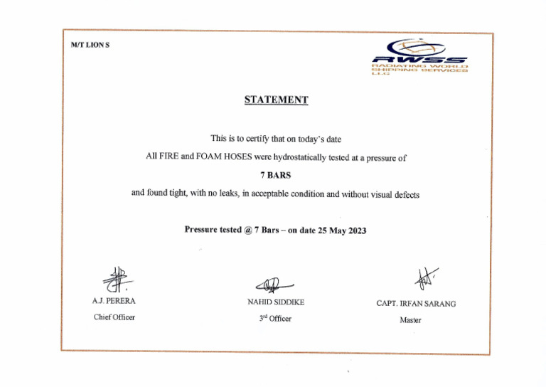 122. Fire Hose Pressure Test | PDF