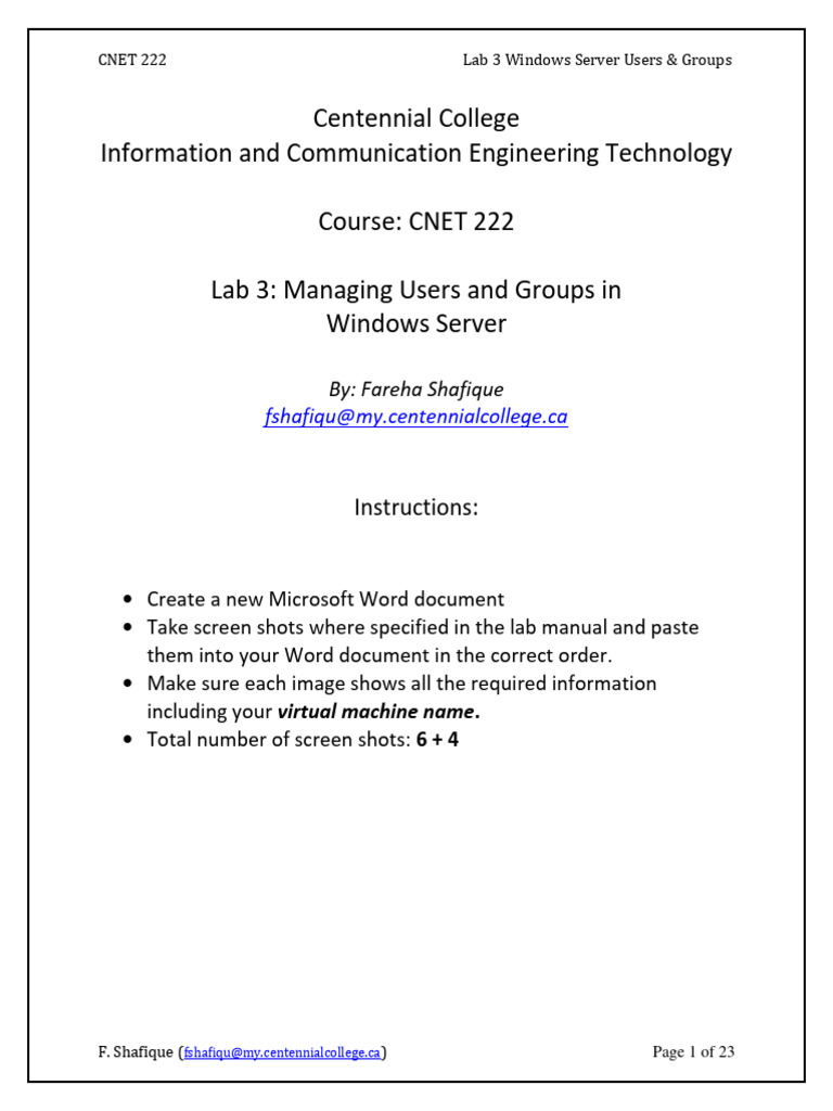 Lab03-WindowsServer_UserAndGroups | PDF | Active Directory | User (Computing)