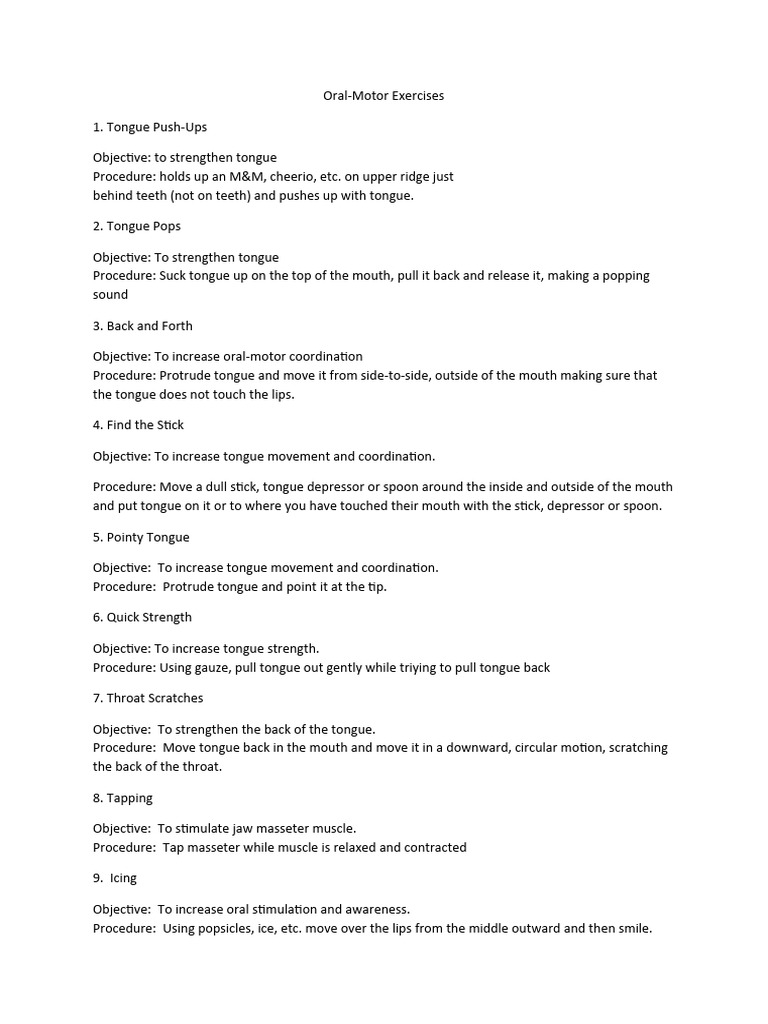 Oromotor Exercises 1 | PDF