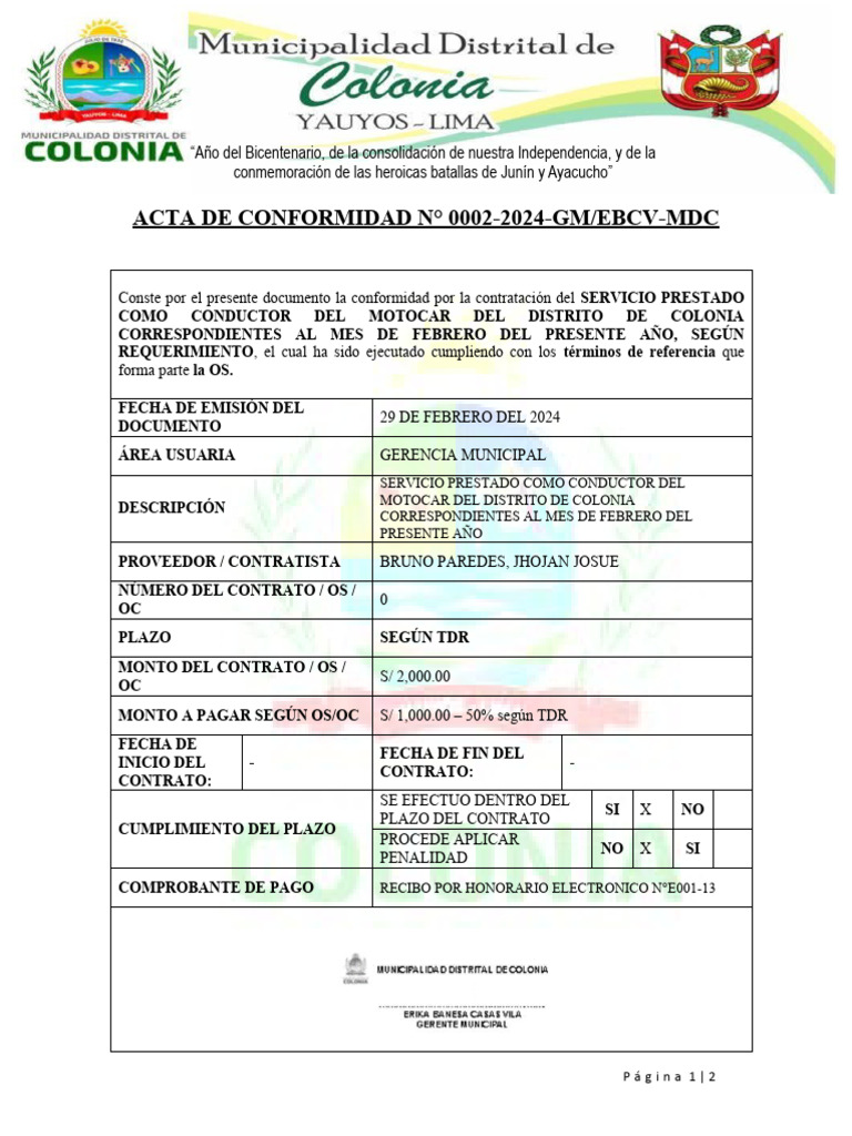Acta CS N°002 | PDF