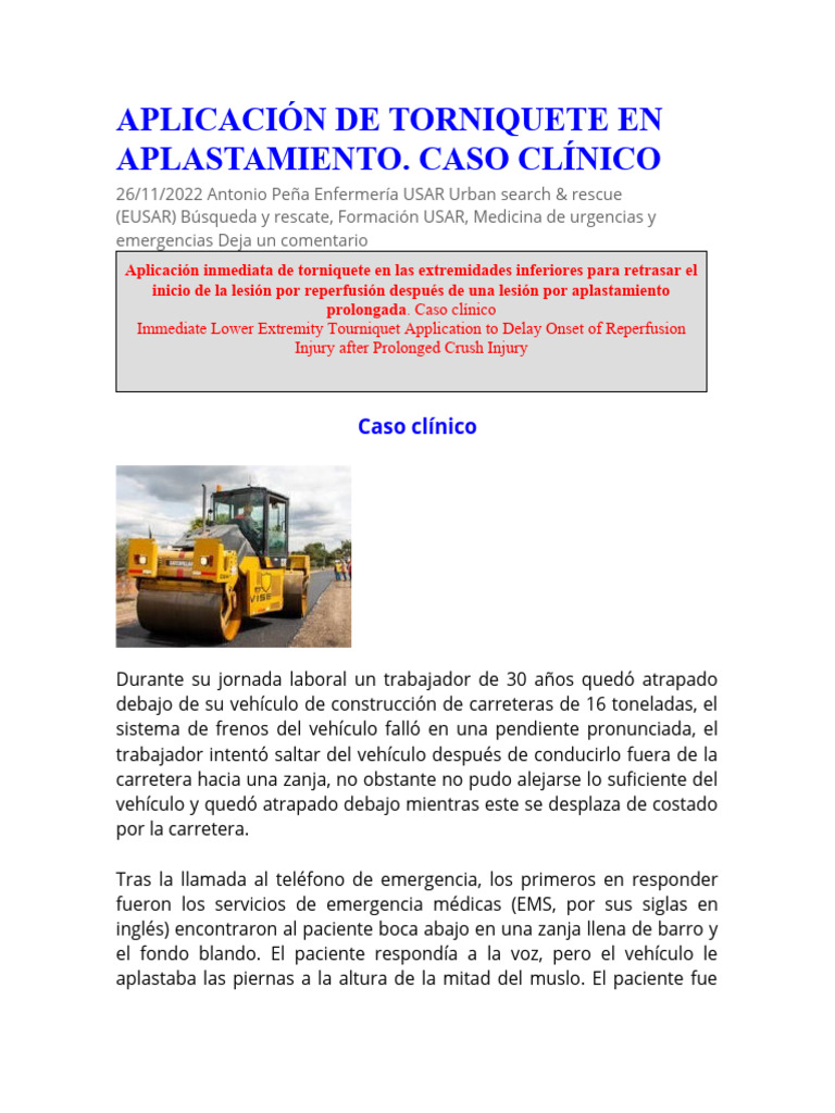 Aplicación de Torniquete en Aplastamiento. Caso Clínico | PDF | Reanimación cardiopulmonar ...