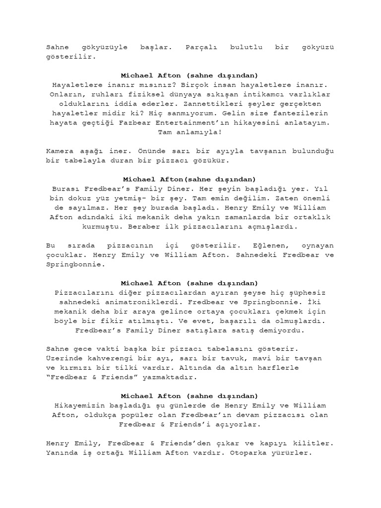Fanon Fnaf Tv Series Script Ep 1 Tr Pdf 