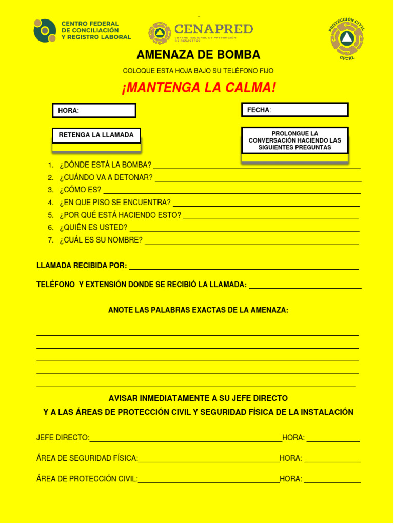 Hoja-Amarilla-bomba CENAPRED | PDF