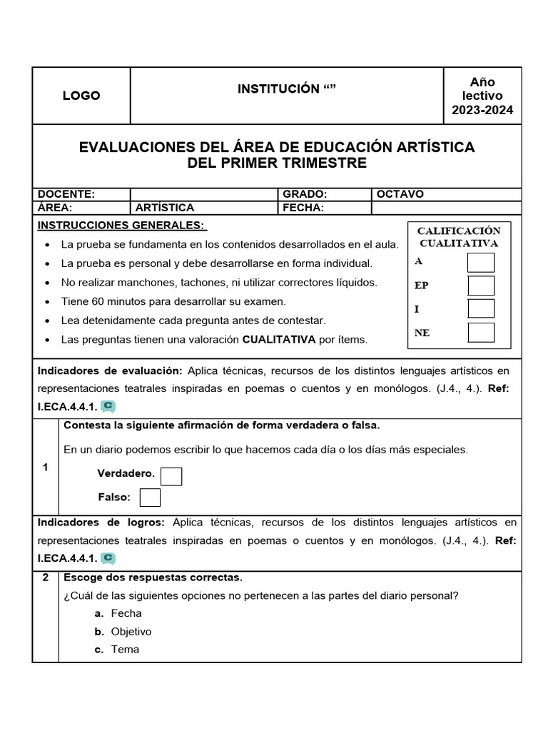 8vo - Eva - Eca - 2023 | PDF | Teatro | Aprendizaje