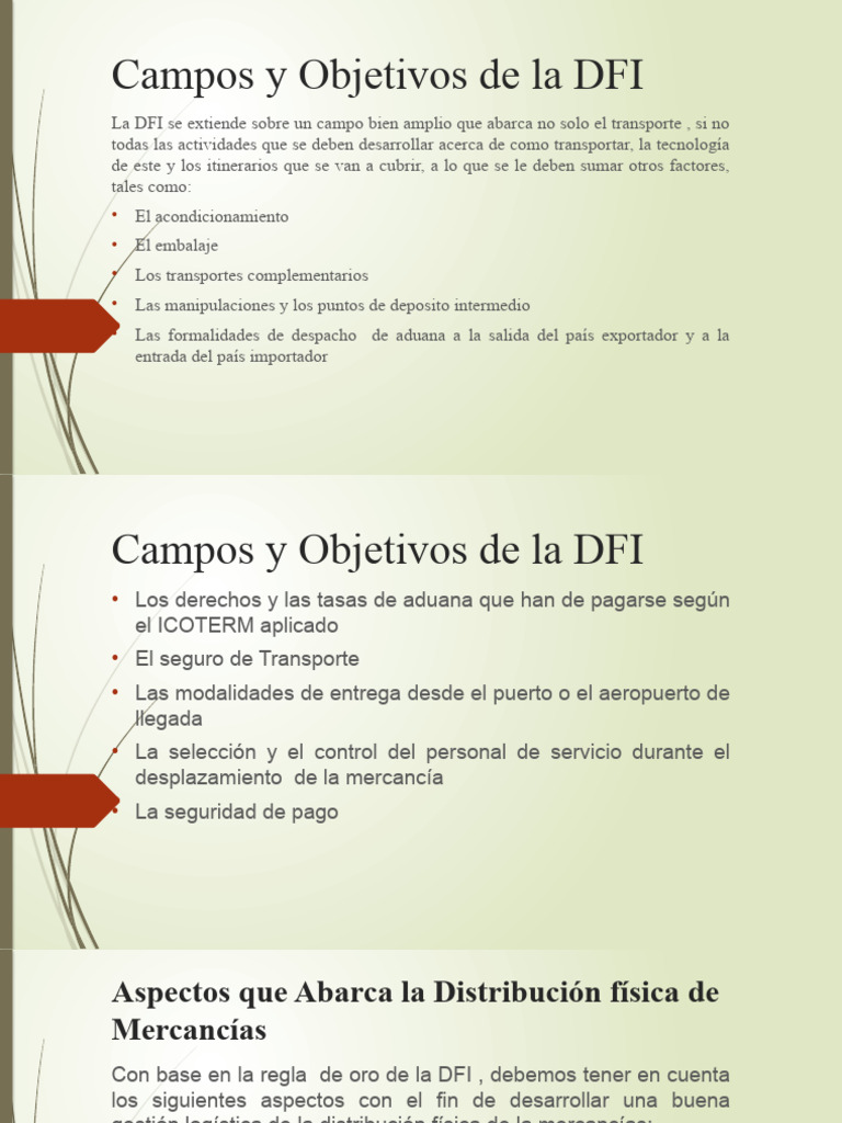 Campos y Objetivos de La DFI | PDF | Logística | Business