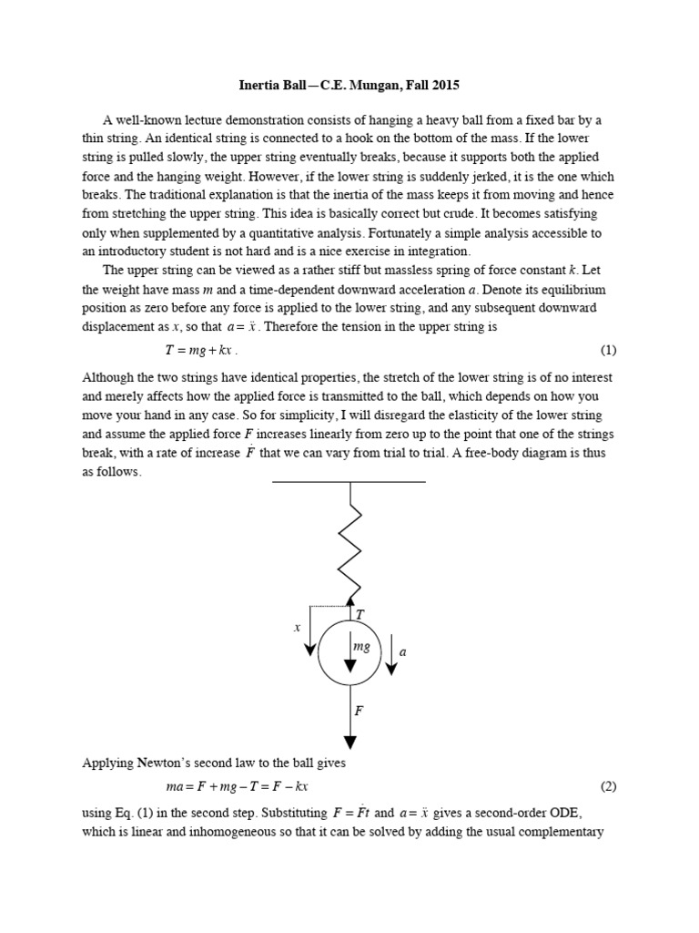 Inertia Ball | Download Free PDF | Force | Tension (Physics)