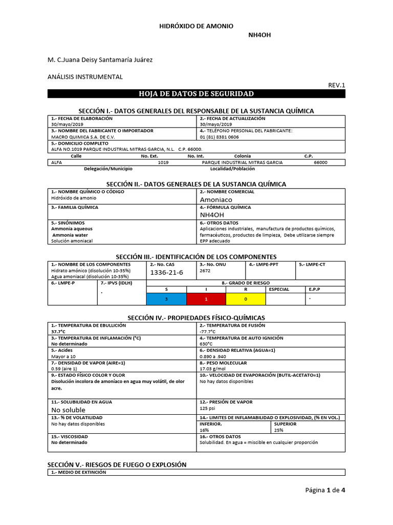 FORMATO Hds | Descargar gratis PDF | Corrosión | Agua