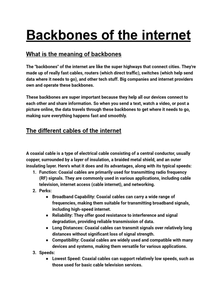 Understanding Internet Backbones and Cables | PDF | Computer Network | Network Switch