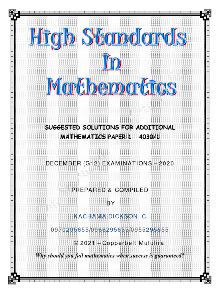 ADDMA G12 2020 SOLUTIONS Paper 1 | PDF | Mathematics | Mathematical Objects
