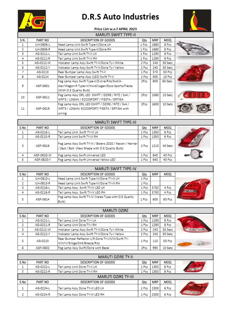 Auto Gold PDF Price List 2023 | PDF | Motor Vehicle | Land Vehicles