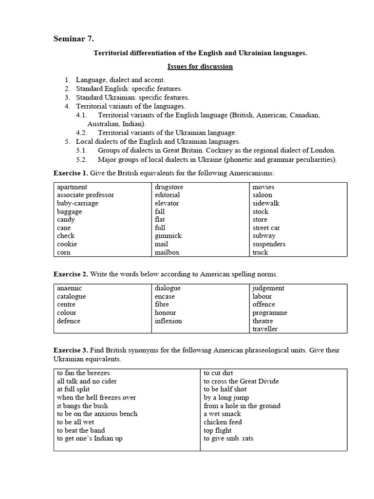Seminar 7 | PDF | English Language | Linguistics