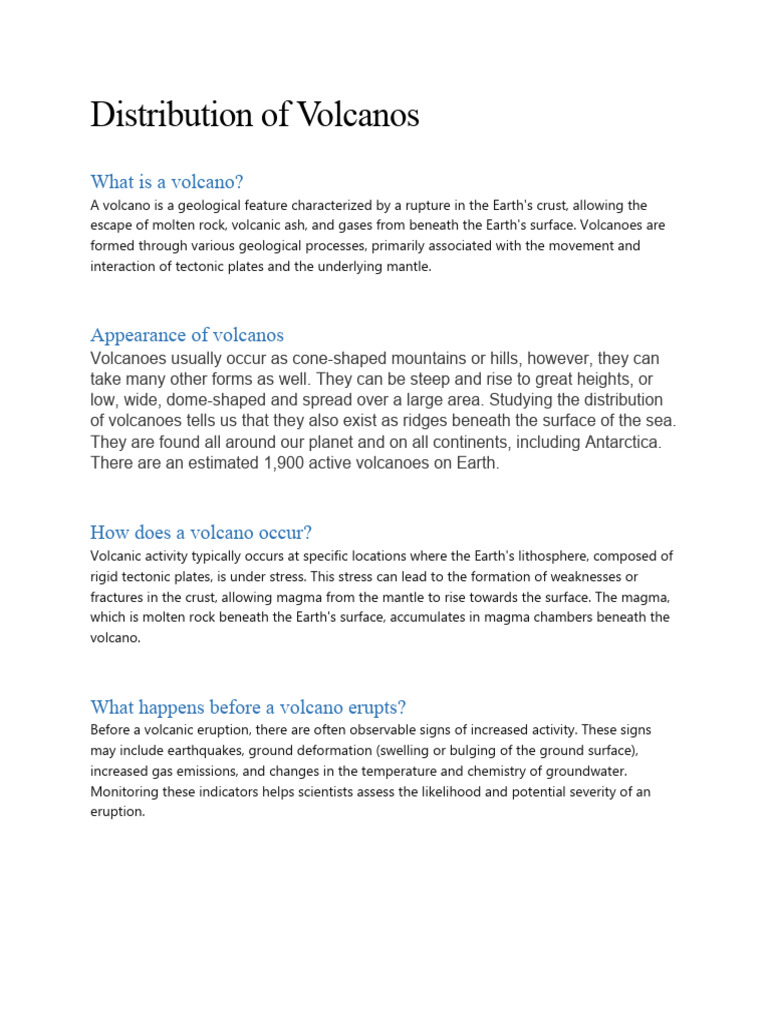 Distribution of Volcanos | Download Free PDF | Volcano | Types Of ...