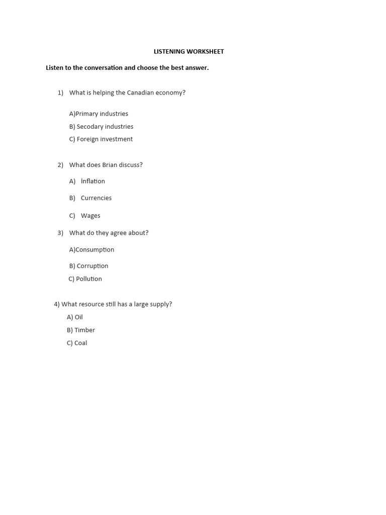 ESL Listening Comprehension Quiz | PDF | Finance & Money Management ...
