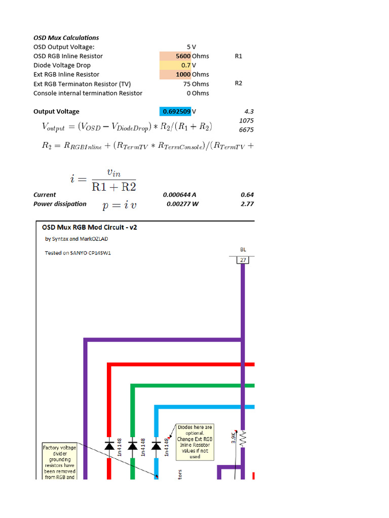 OSD Mux RGB Calculator | PDF | Resistor | Voltage