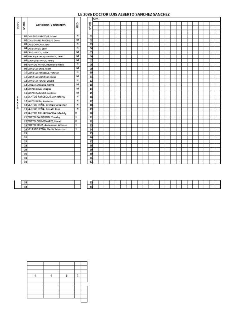 Reg. Excel Primaria | PDF