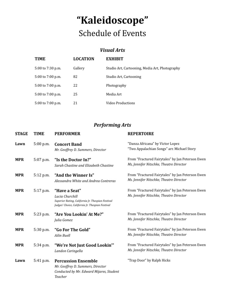 Kaleidoscope 2024 Program and Schedule | PDF