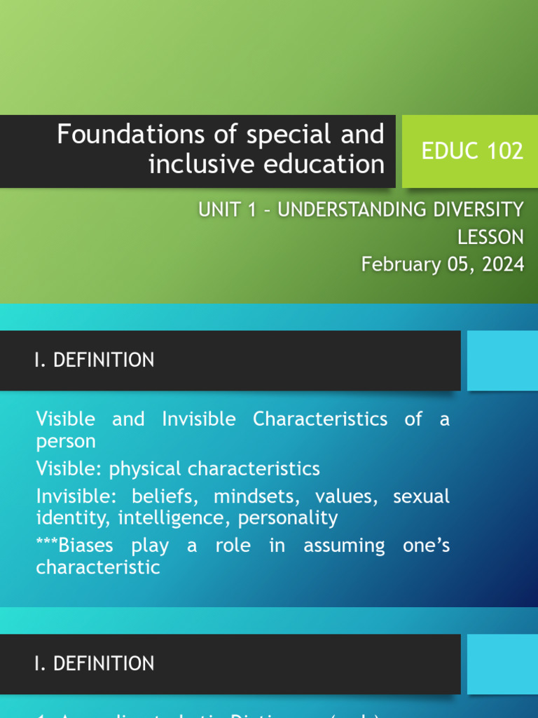 Summary Notes For Unit 1 Understanding Diversity | PDF | Disability ...