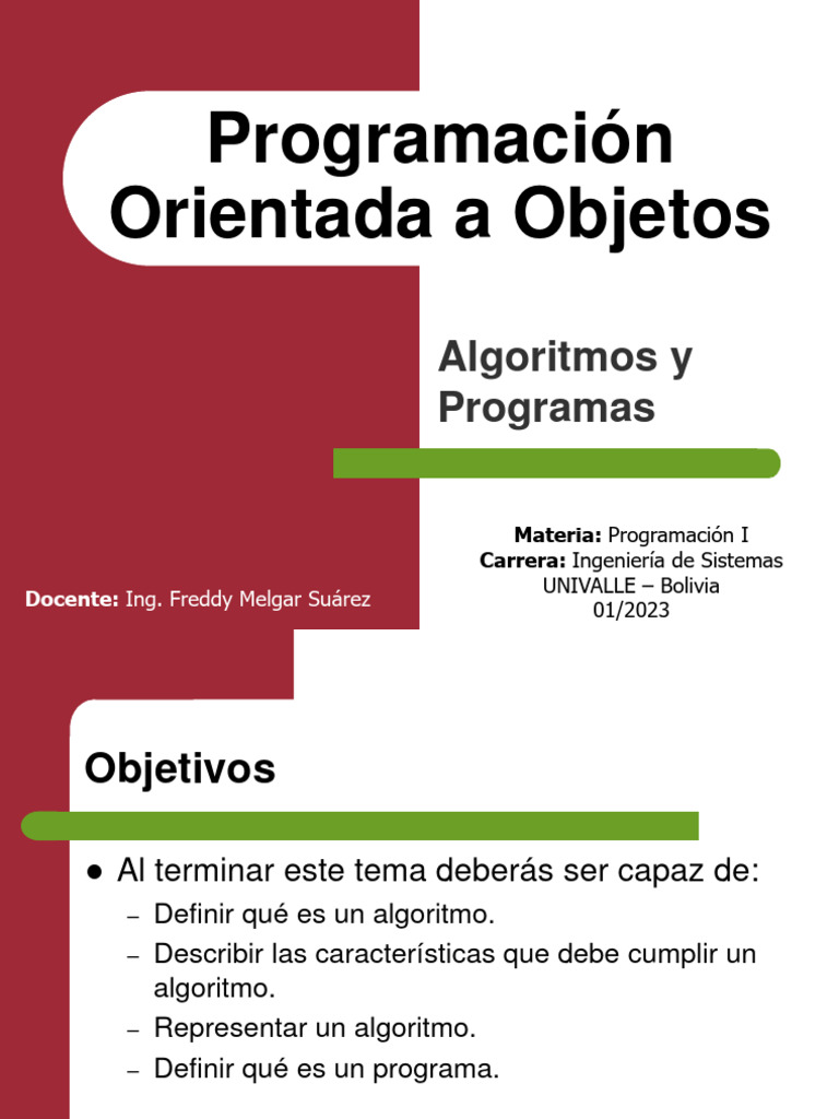 Presentación Algoritmos | Descargar gratis PDF | Algoritmos | Programa de computadora
